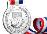 China Soft / Hard Enamel Custom Sports Medals , Zinc Alloy Football Medals And Ribbons for sale