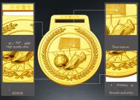 China Soft / Hard Enamel Custom Sports Medals , Zinc Alloy Football Medals And Ribbons for sale