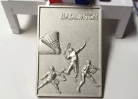 China Square Shape Custom Metal Medal 70*50*4mm For Team Badminton Games for sale