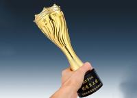 China 18K Gold Plated Metal Cup Trophy Custom With Star Pattern For League Cup for sale