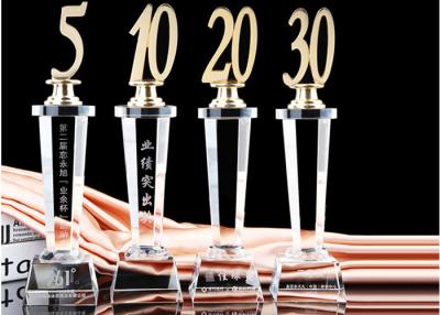China Anniversary Souvenir Transparent Crystal Trophy Cup Custom Made For Enterprise for sale