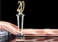 China Anniversary Souvenir Transparent Crystal Trophy Cup Custom Made For Enterprise for sale