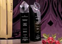 China Black Crystal Glass Trophy , 240mm Height Personalized Glass Awards for sale