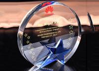 China Round Shape Crystal Trophy Cup , Custome Logo Crystal Glass Awards for sale