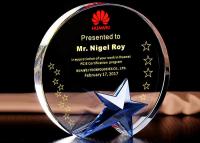 China Round Shape Crystal Trophy Cup , Custome Logo Crystal Glass Awards for sale