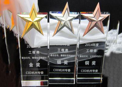 China Square Shape Crystal Trophy Cup Party Celebration Use With Metal Pentagram for sale