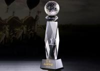 China Golf Event Crystal Trophy Cup With Inside 3D Laser Golf Figure OEM Available for sale