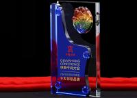 China Business Blue Glass Awards Cups Trophies , Custom Made Glass Trophies for sale