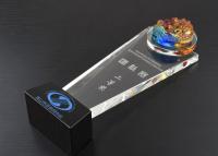 China Personalized Crystal Trophy Cup , Sand Blasting Crystal Glass Awards for sale