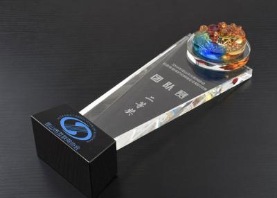China Personalized Crystal Trophy Cup , Sand Blasting Crystal Glass Awards for sale