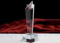 China Simple Design Engraved Glass Trophy , Team Champions Glass Trophy Cup for sale