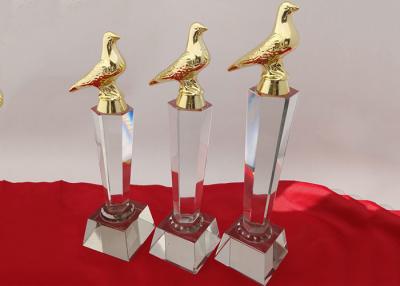 China Custom Logo Crystal Trophy Cup Three Sizes Optional With Resin Pigeon for sale