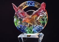 China Crystal Base Trophies And Awards With Colored Glaze Eagle On The Top for sale