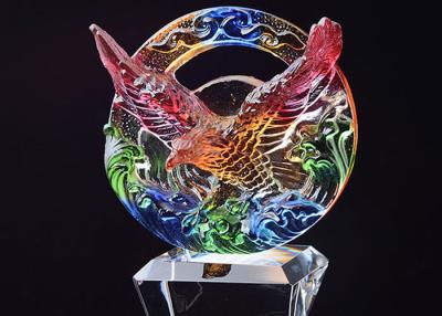 China Crystal Base Trophies And Awards With Colored Glaze Eagle On The Top for sale