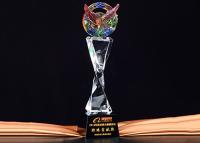 China Crystal Base Trophies And Awards With Colored Glaze Eagle On The Top for sale