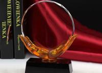 China Annual Meeting Colored Glaze Trophy Cup With Round Crystal In Hand Design for sale