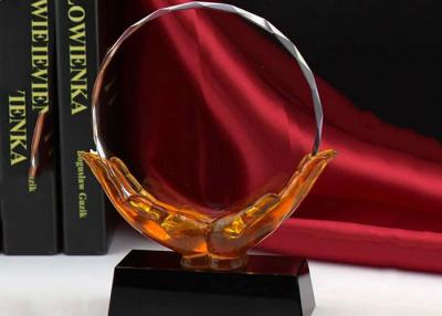 China Annual Meeting Colored Glaze Trophy Cup With Round Crystal In Hand Design for sale