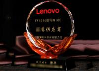 China Annual Meeting Colored Glaze Trophy Cup With Round Crystal In Hand Design for sale