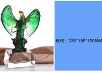 China Jade Glass Chinese Liuli Winners Souvenirs With Glazed Eagles On Top for sale