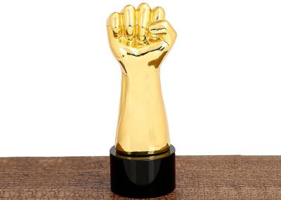 China Fist Shape Resin Trophy Cup Gold Electroplated For Outstanding Staff / Employees for sale