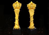 China Elegant And Luxury Designed Resin Trophy , Gold Plated Glorious Souvenir for sale