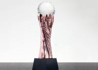 China Custom Resin Trophy Cup With Crystal Ball For Soccer End - Year Award for sale
