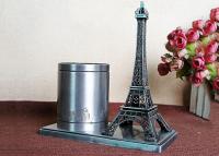China Plated World Famous Building Model , Metal France Eiffel Tower Design Brush Pot for sale