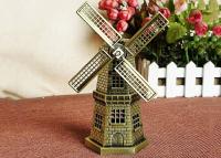 China Miniature DIY Craft Gifts World Famous Building Model Brass Dutch Windmill Replica for sale