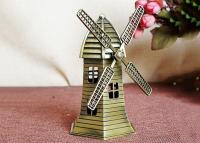 China Miniature DIY Craft Gifts World Famous Building Model Brass Dutch Windmill Replica for sale
