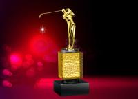 China Yellow Crystal Material Golf Hole In One Trophy Multiple Types Optional for sale