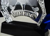 China Polished K9 Crystal Golf Ball Trophy , Custom Logo Golf Club Trophy for sale