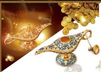 China Metal Material Home Decorations Crafts Arab Cultural Commemorative Aladdin's Magic Lamp for sale