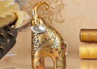 China Animal Resin Home Decorations Crafts Gold Color Elephant Figurine Statue for sale