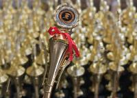 China Sportsman Awarding Plastic Award Cups Trophies , Gold Plated Sports Cup Trophy for sale