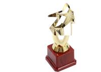 China Five - Pointed Star Plastic Trophies And Awards With Red Wooden Base for sale
