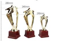 China Five - Pointed Star Plastic Trophies And Awards With Red Wooden Base for sale