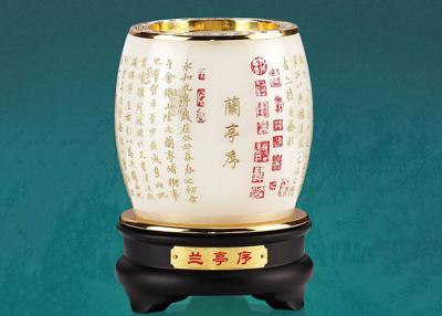 China Luxury Rotatable Pen Container Colored Glaze Material Made With Wooden Base for sale