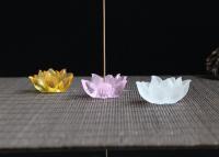 China Lotus Flower Design Home Decorations Crafts Incense Burner Three Colors Optional for sale