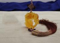 China Colored Glaze Home Decorations Crafts , Azure Stone Handmade Car Pendant for sale