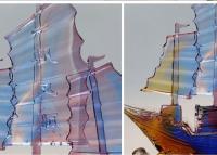 China Office Desk Decoration Colored Glaze Crafts , Chinese Style Sailing Boat Adornment for sale