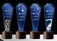 China Sandblasting / Lasering Logo Glass And Crystal Trophies , Personalised Glass Awards for sale