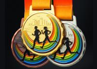 China Marathon Running Race Sports Medals And Ribbons Colorful Zinc Alloy Material for sale