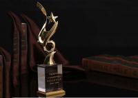 China Zinc Alloy Custom Trophy Cup 3D Laser Black Crystal Base With Star On The Top for sale