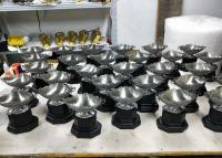 China Champion Metal Custom Trophy Cup Sand Blasting Texts Football Competition Design for sale