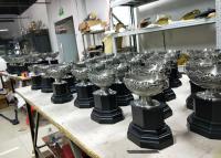 China Champion Metal Custom Trophy Cup Sand Blasting Texts Football Competition Design for sale