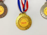 China Ribbon 3D Design Service Zinc Alloy Engraved Sports Medals for sale