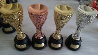 China Cylinder Shape Custom Engraved Trophy Metal Material Three Color With Sample Service for sale
