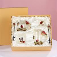 China Glass Enamel 320ml Coffee Mug Cups With Spoon Handmade Butterfly Rose for sale