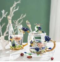 China Tall 350ml Short 320ml Crystal Tea Cup Home Decorations Crafts for sale