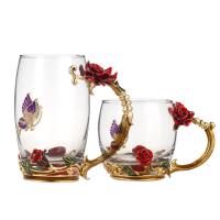 China Home Decorations Crafts 350ml Enamel Tea Cup For Birthday Christmas Gift for sale